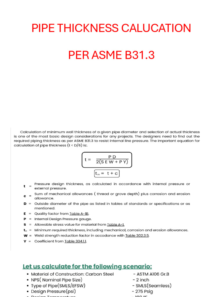 Pipe Thickness Calculation | PDF