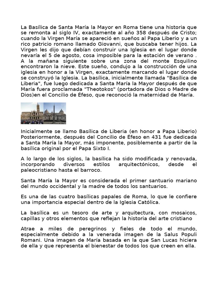 Historia y tesoros de Santa María la Mayor | PDF | María, madre de Jesús