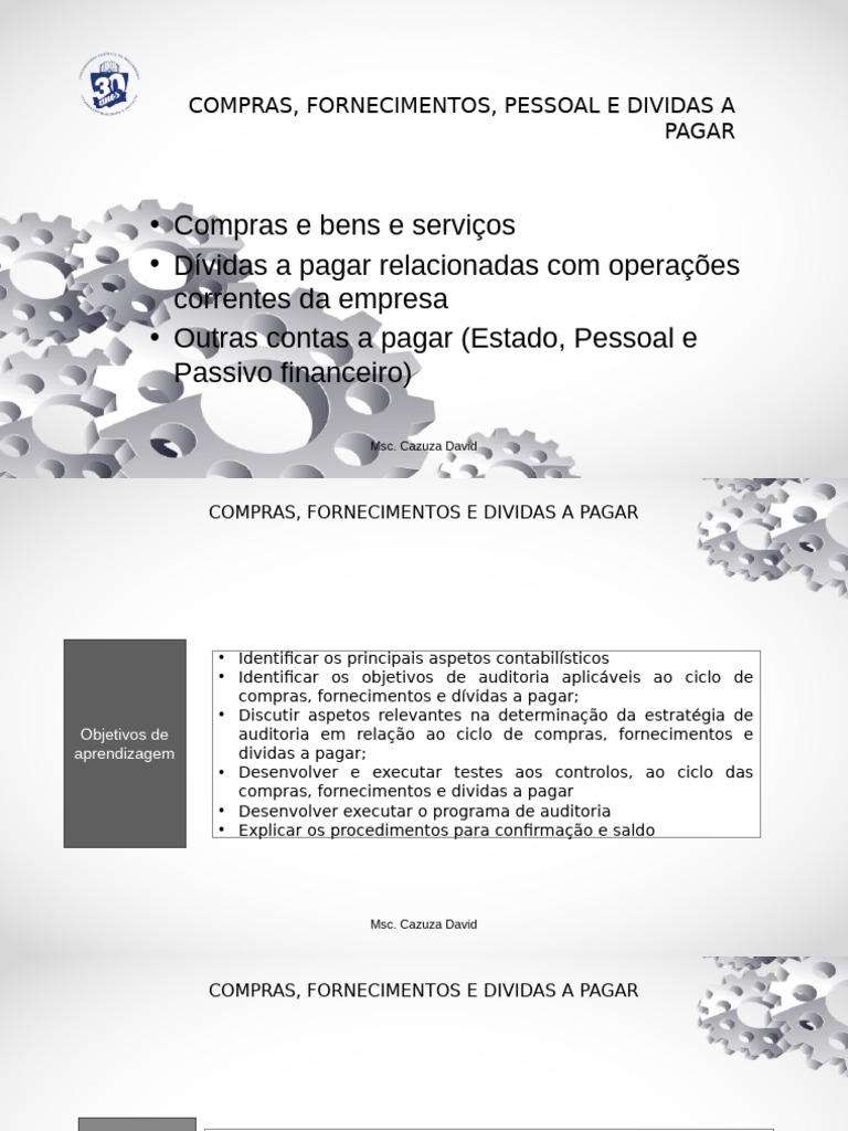 Compras e Dívidas a Pagar: Auditoria e Contabilidade | PDF ...