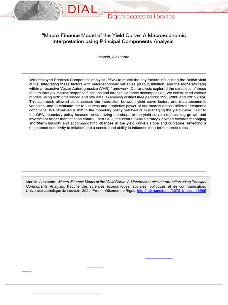 Pca Macro Var | PDF | Yield Curve | Principal Component Analysis