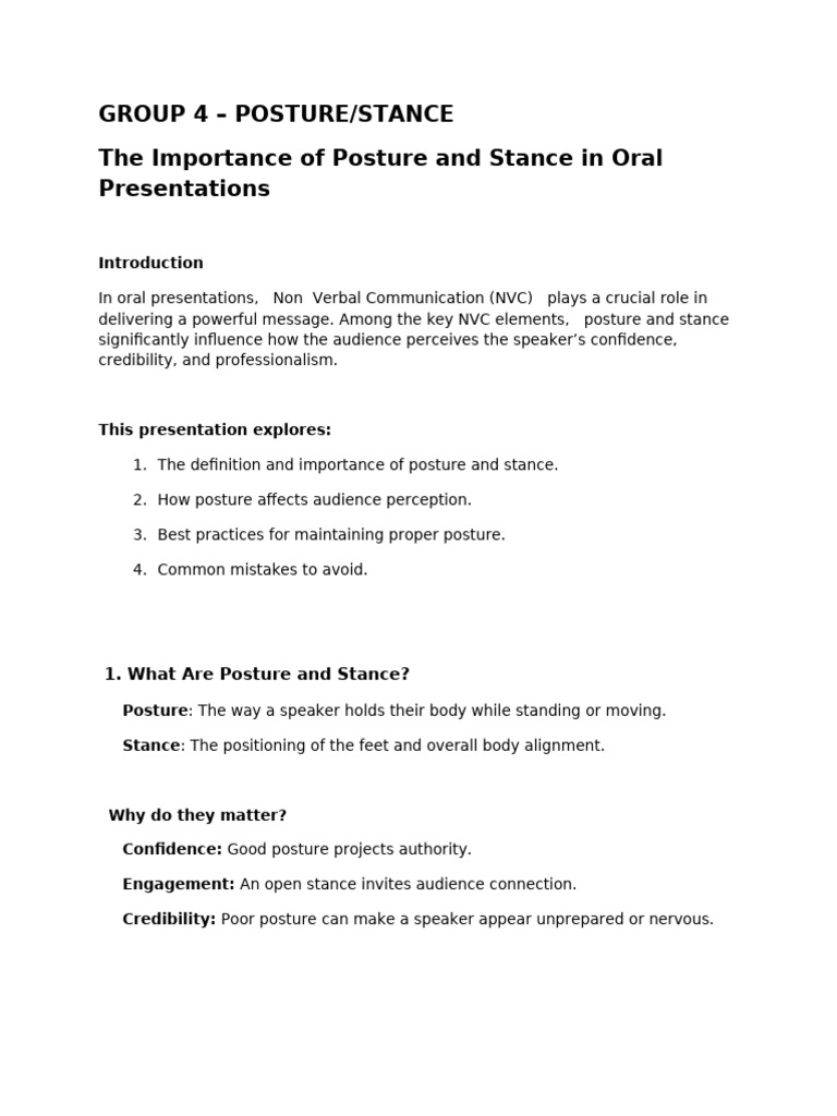 The Importance Stance in Oral Presentation | PDF | Nonverbal ...