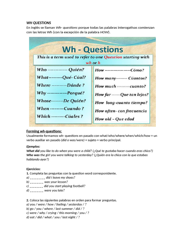 WH Questions - Past Simple | PDF