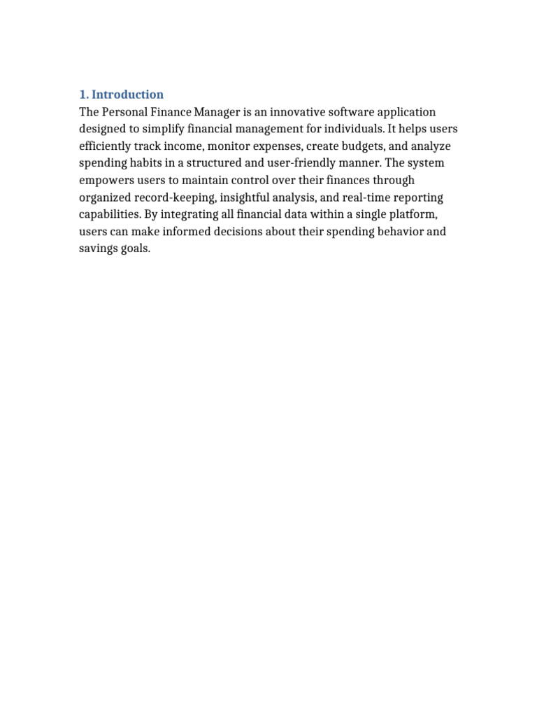 Personal Finance Manager Software Overview | PDF | Databases | Database ...