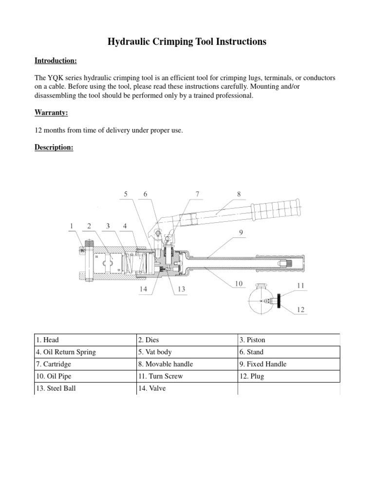 ZUPPER YQK-240 Hydraulic Crimping Tool | PDF | Manufactured Goods ...