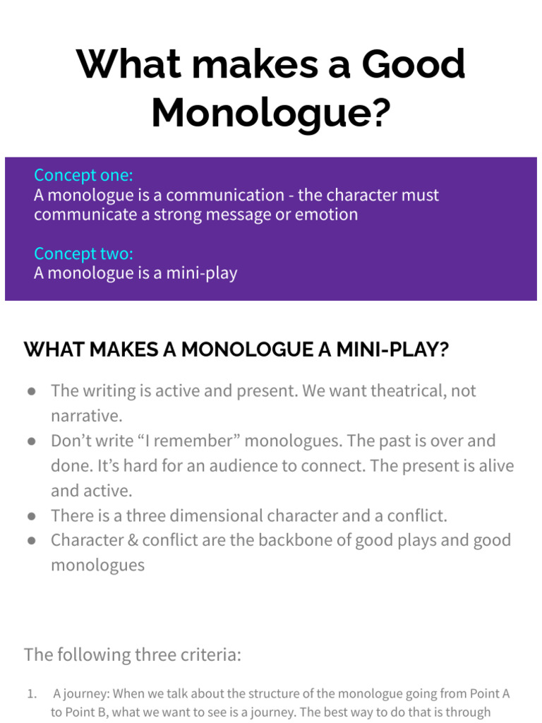 Essentials of Crafting a Monologue | PDF | Pygmalion (Play)