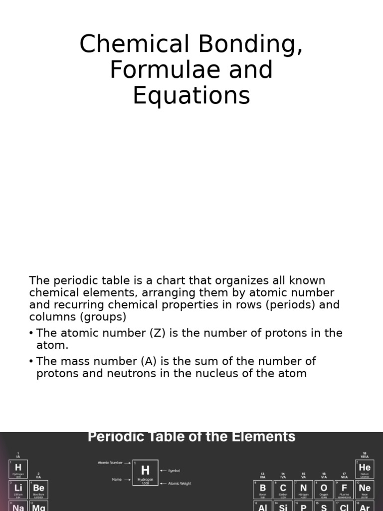 Chemical Bonding, Formulae and Equations (Atomic Structure) | PDF