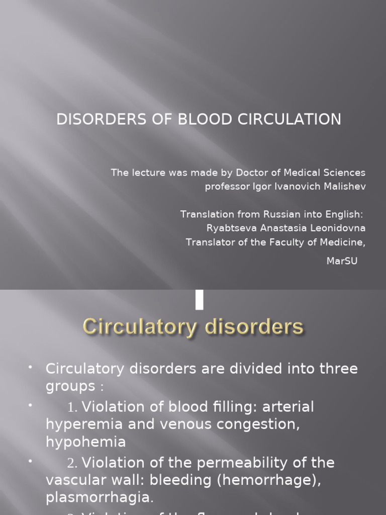 Blood Circulation Disorders Explained | PDF | Thrombus | Blood Vessel