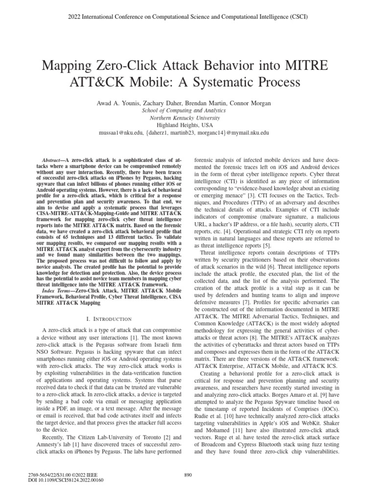 Mapping Zero-Click Attack Behavior Into MITRE ATTampCK Mobile A ...