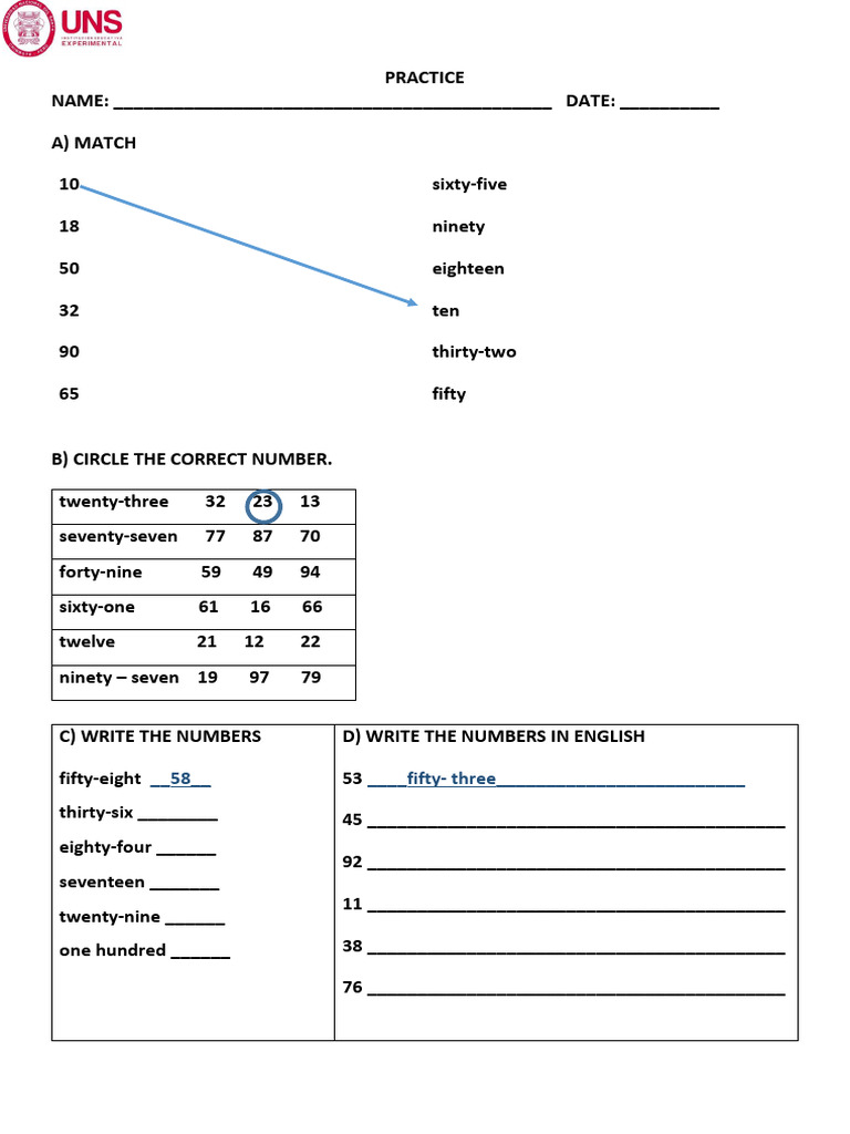 Numbers 0 100 TEST | PDF