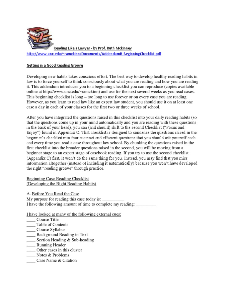 Reading Like A Lawyer | PDF | Reason | Reading (Process)