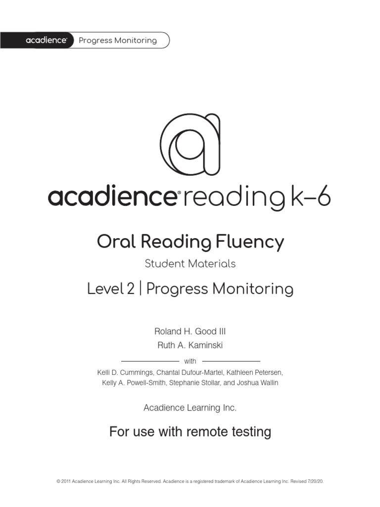 Acadience Progress Monitoring Student Materials ORF2 RT | PDF | Flowers ...