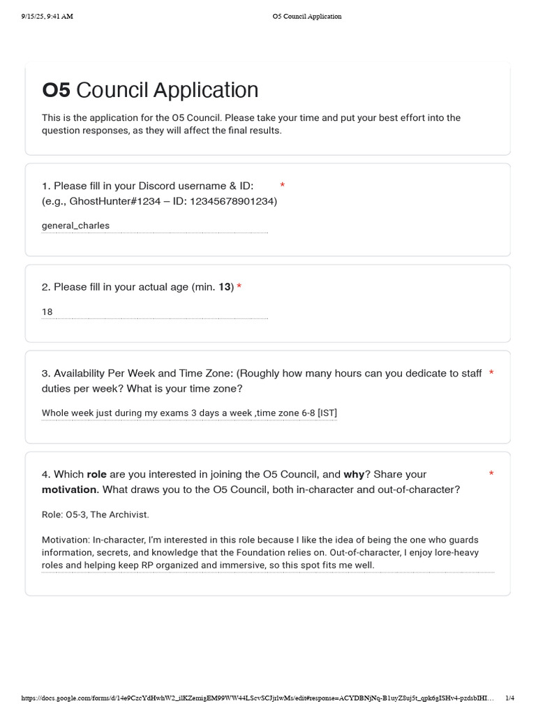 O5 Council Application - General - Charles | PDF