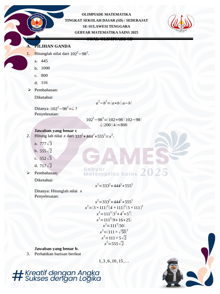 Kunci Jawaban Soal Olimpiade SD | PDF