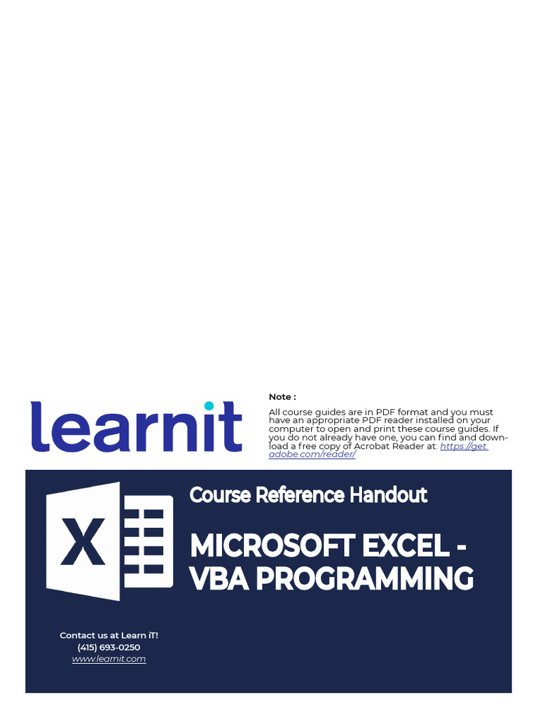 Excel - VBA | PDF | Microsoft Excel | Visual Basic For Applications