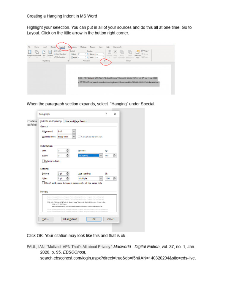 How to Create Hanging Indents in Word | PDF