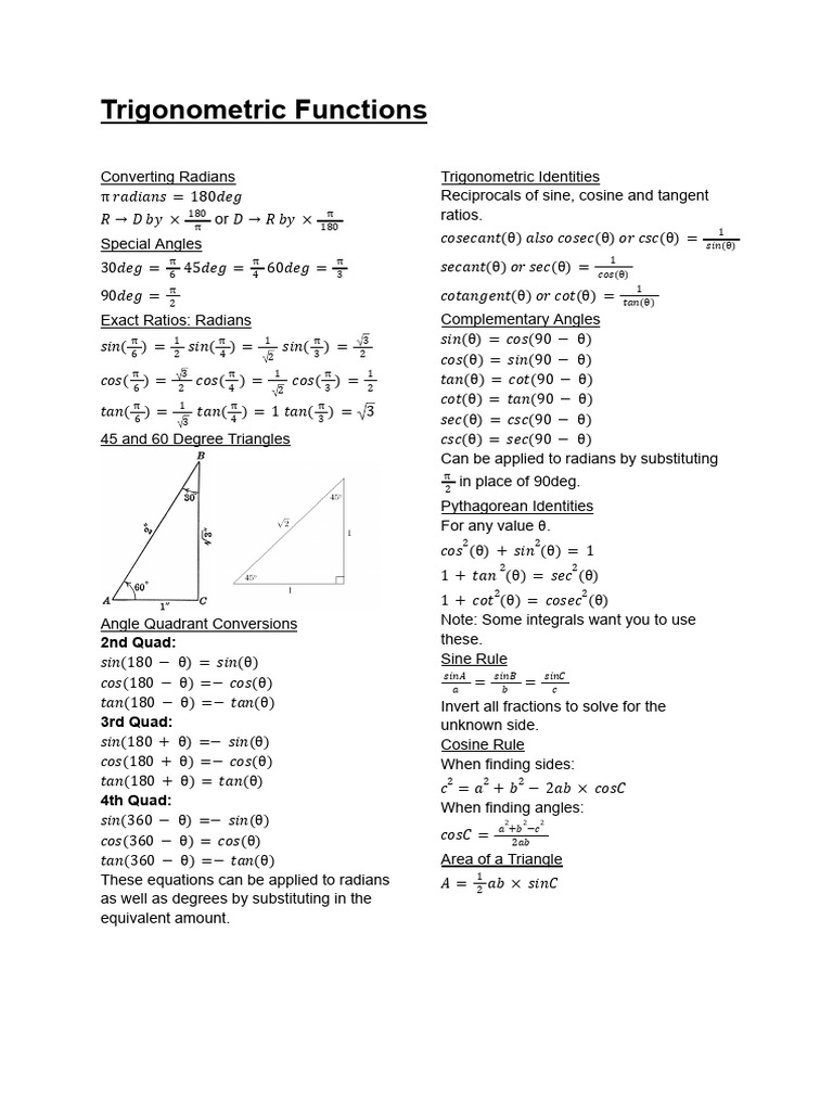 Trigonometric Functions | PDF | Trigonometric Functions | Special Functions