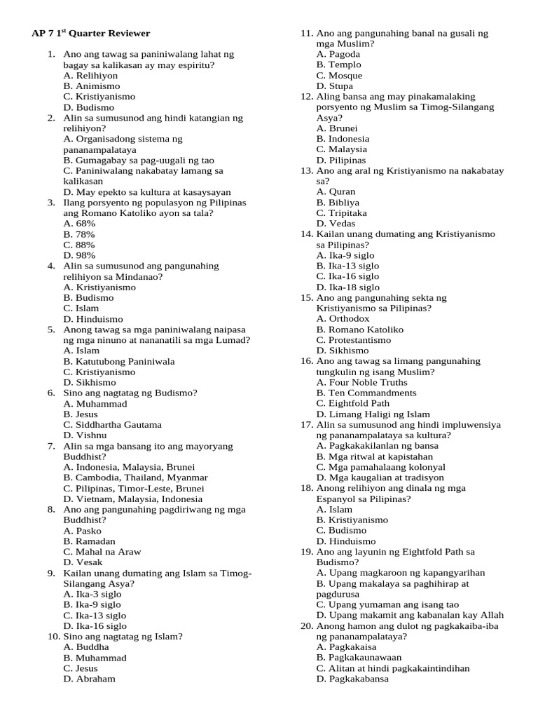 AP 7 1st Quarter Reviewer | PDF