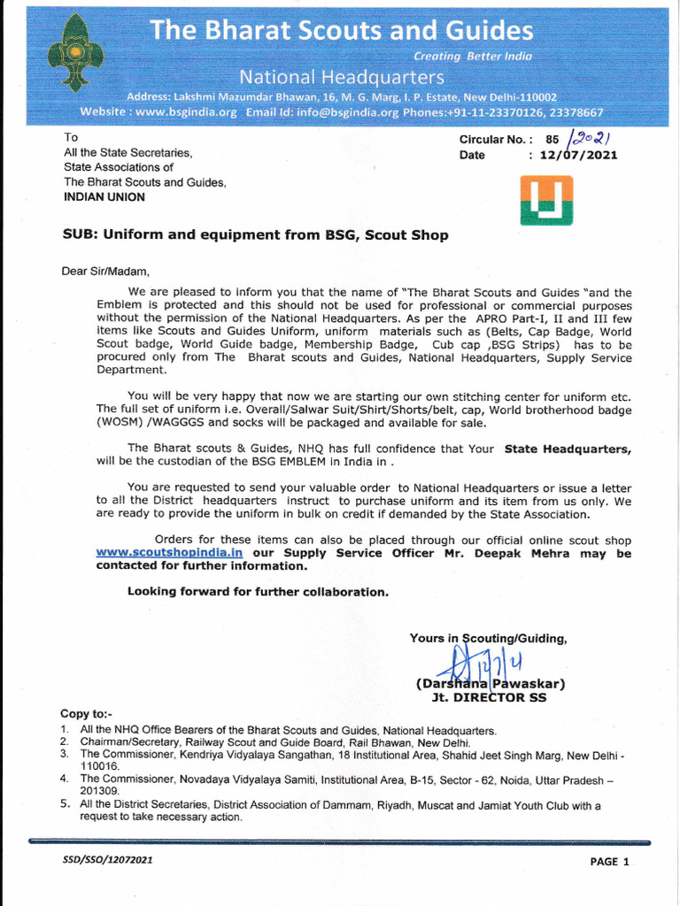 Circular No. 85 - Uniform and Equipment From BSG, Scout Shop | PDF | Girl Guiding And Girl ...