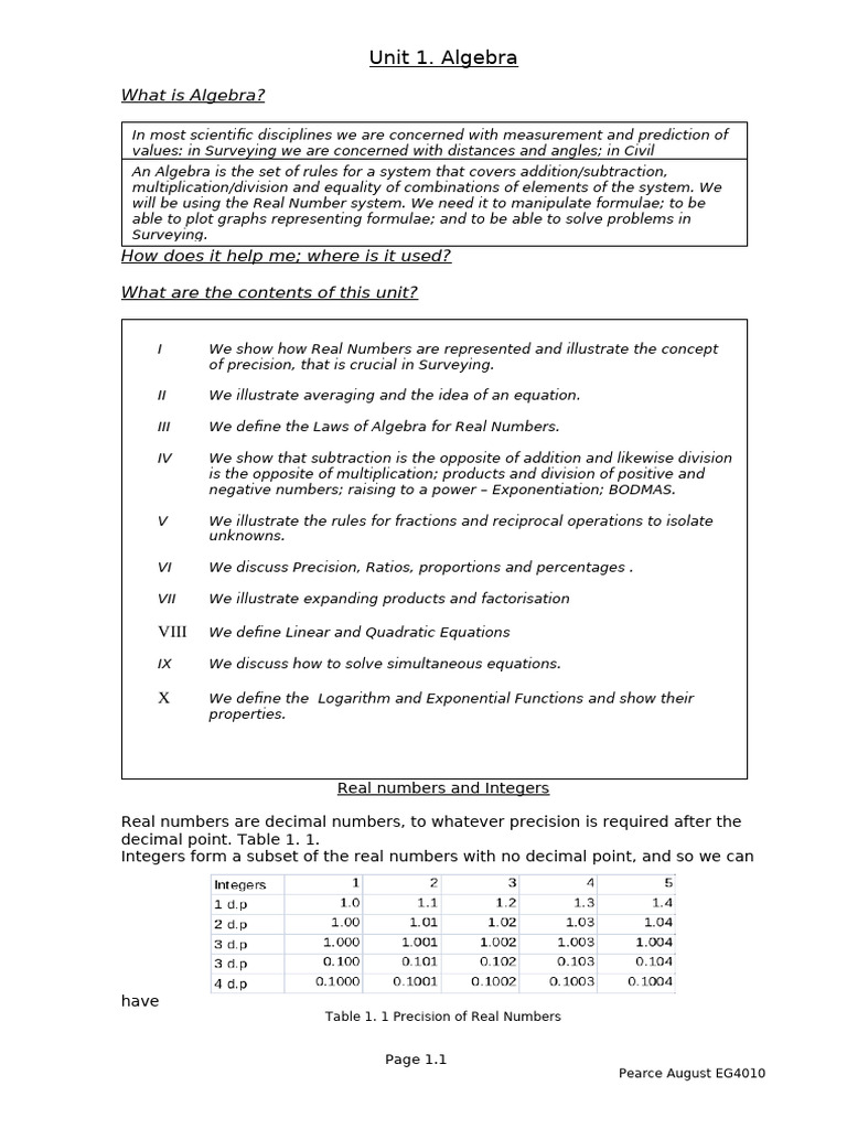 Understanding Algebra and Real Numbers | PDF | Equations | Logarithm