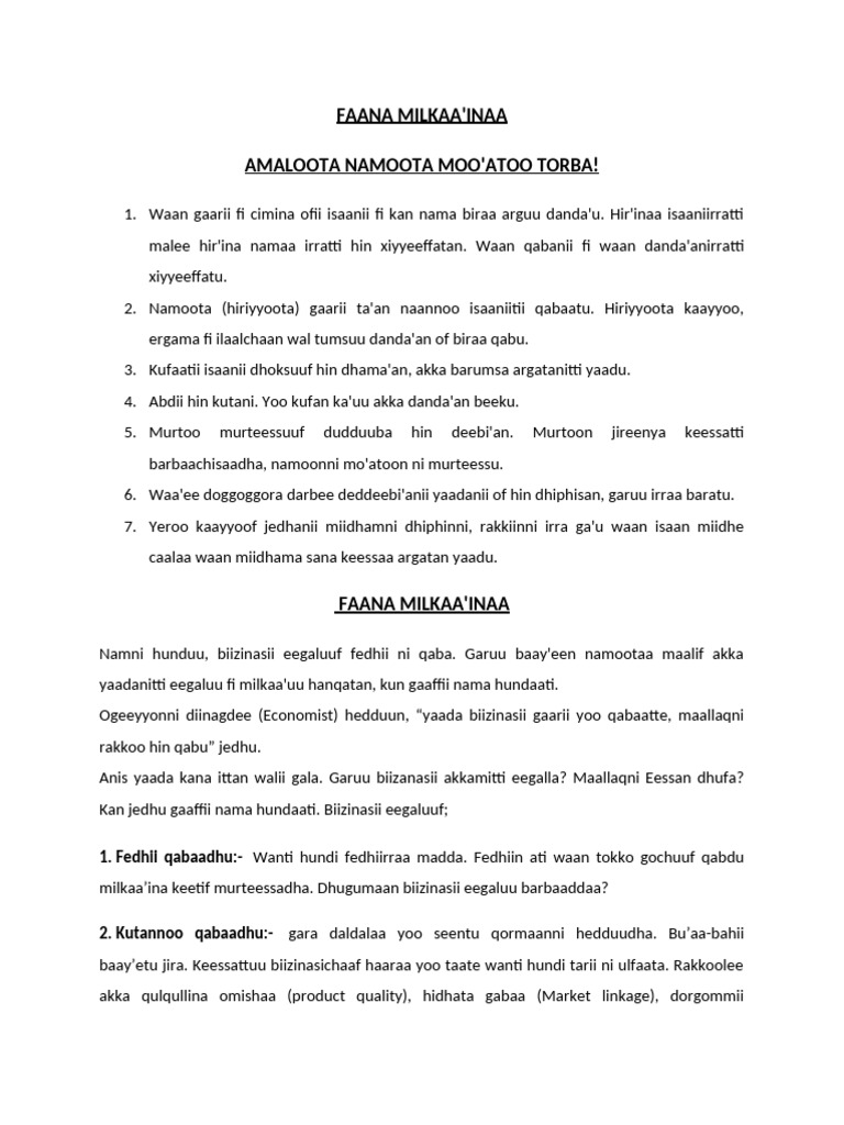 Faana Milkaa'In | PDF