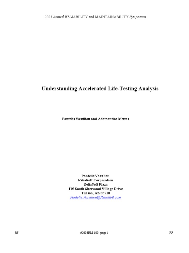 Understanding Accelerated Life-Testing Analysis | PDF | Reliability ...
