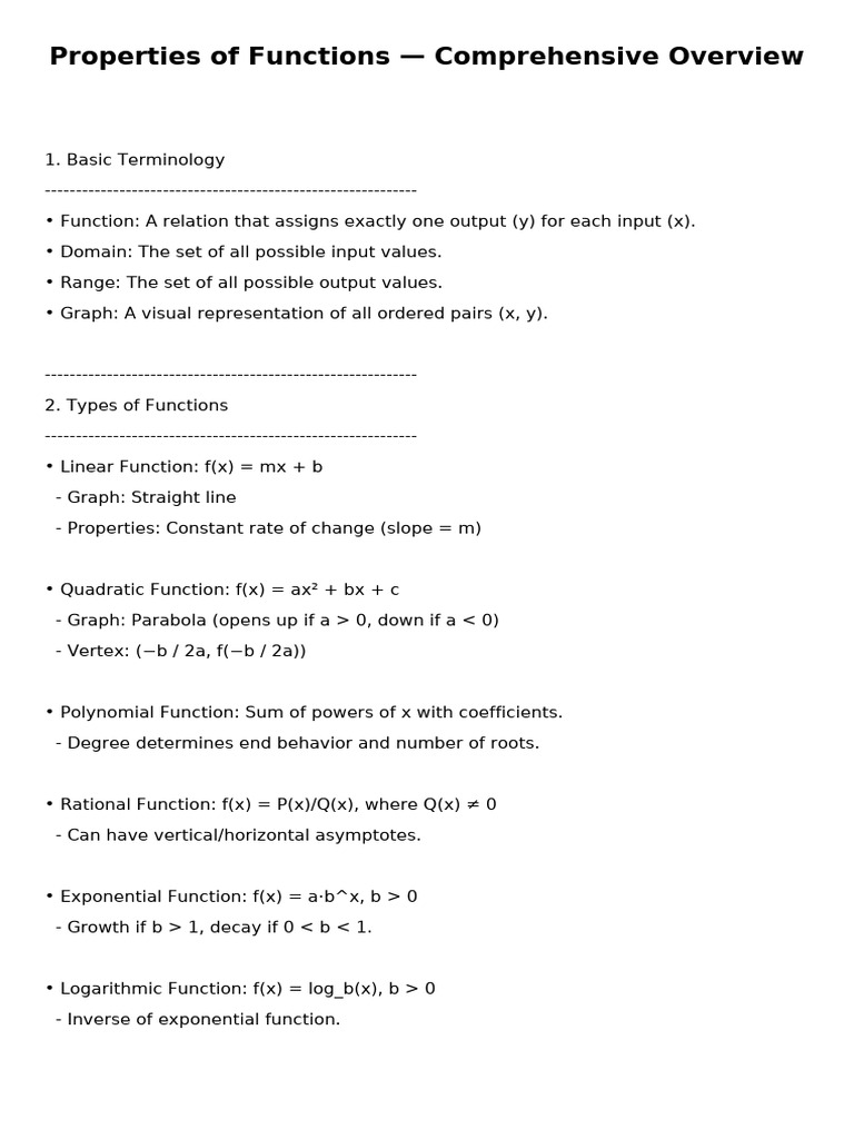 Properties of Functions | PDF | Function (Mathematics) | Trigonometric Functions