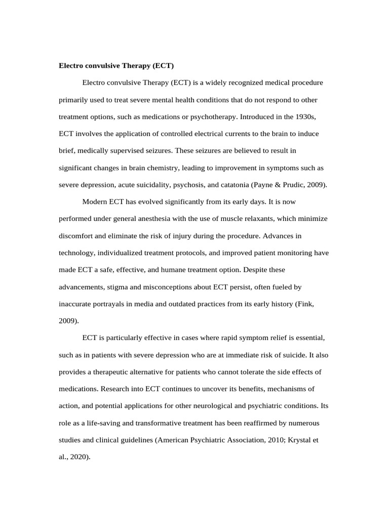 Understanding Electroconvulsive Therapy (ECT) | PDF | Electroconvulsive ...