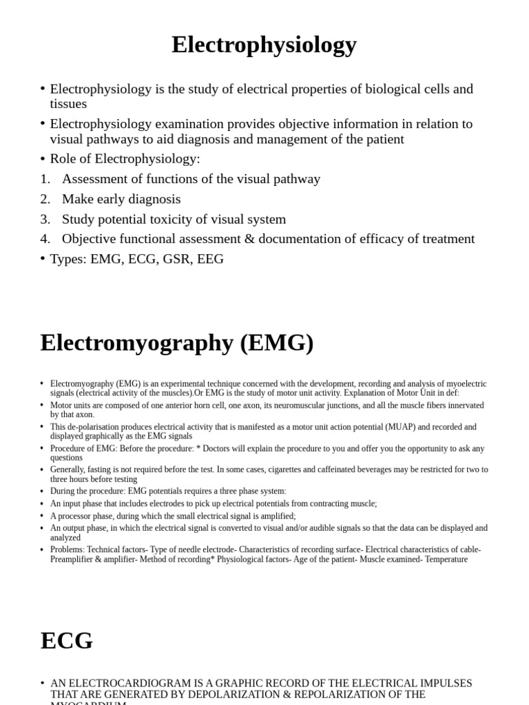 Electrophysiology - Dr. Ali | PDF | Electromyography | Electrocardiography