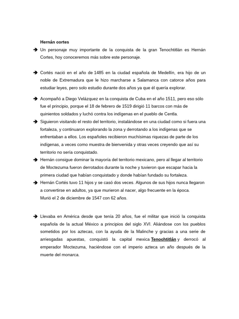 Hernán Cortés: Conquistador de Tenochtitlán | PDF