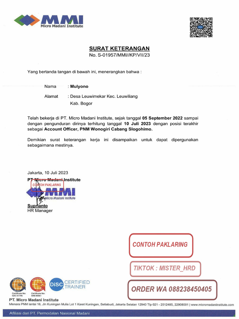 PT Micro Madani Institute MMI | PDF