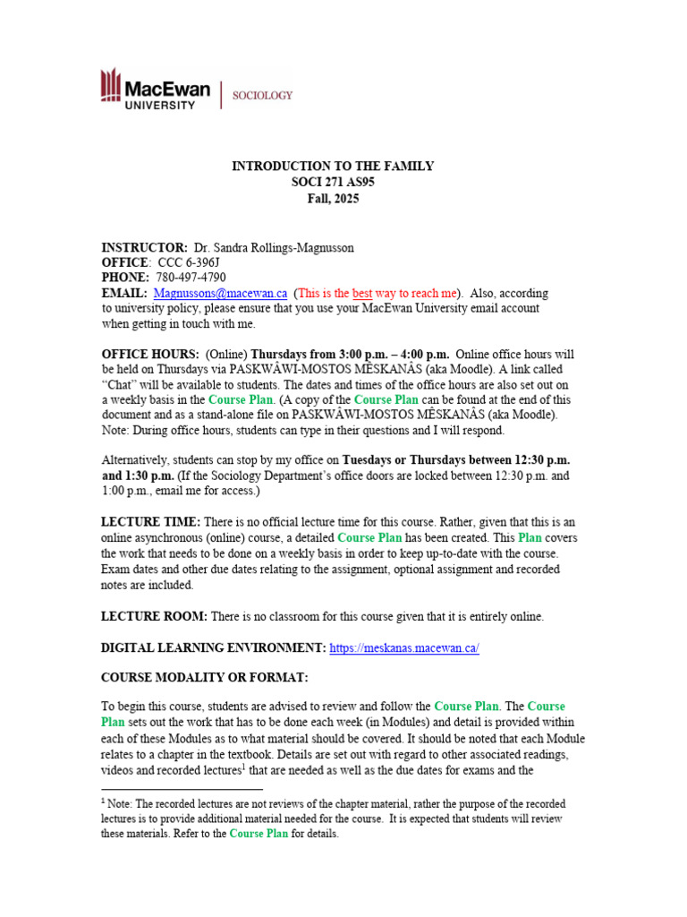 Sociology of Family Course Overview | PDF | Academic Integrity ...