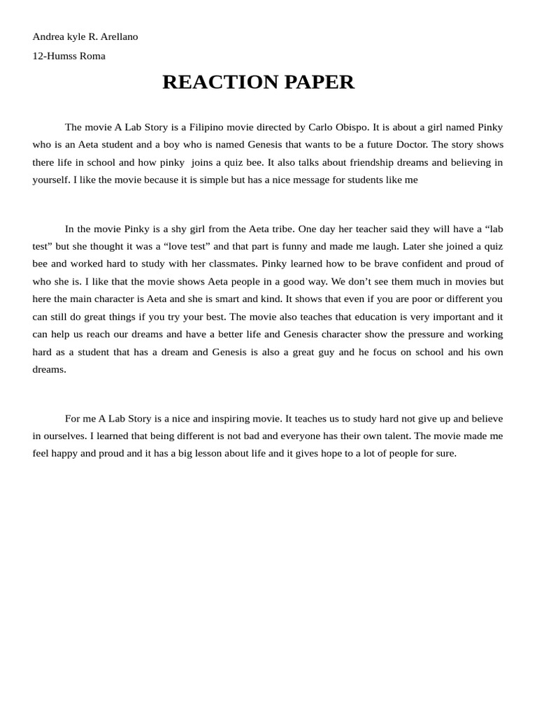 Reaction Paper | PDF
