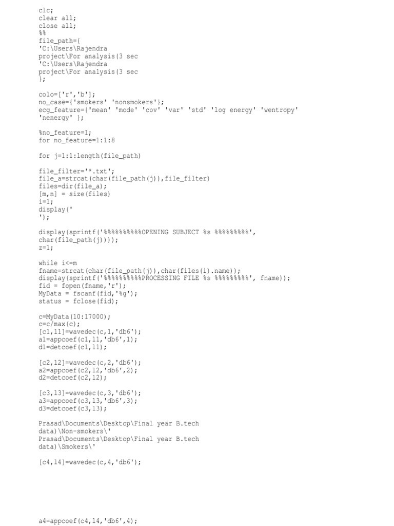 Extracting And Analyzing Ecg Features Using Wavelet Decomposition To Classify Smokers And Non