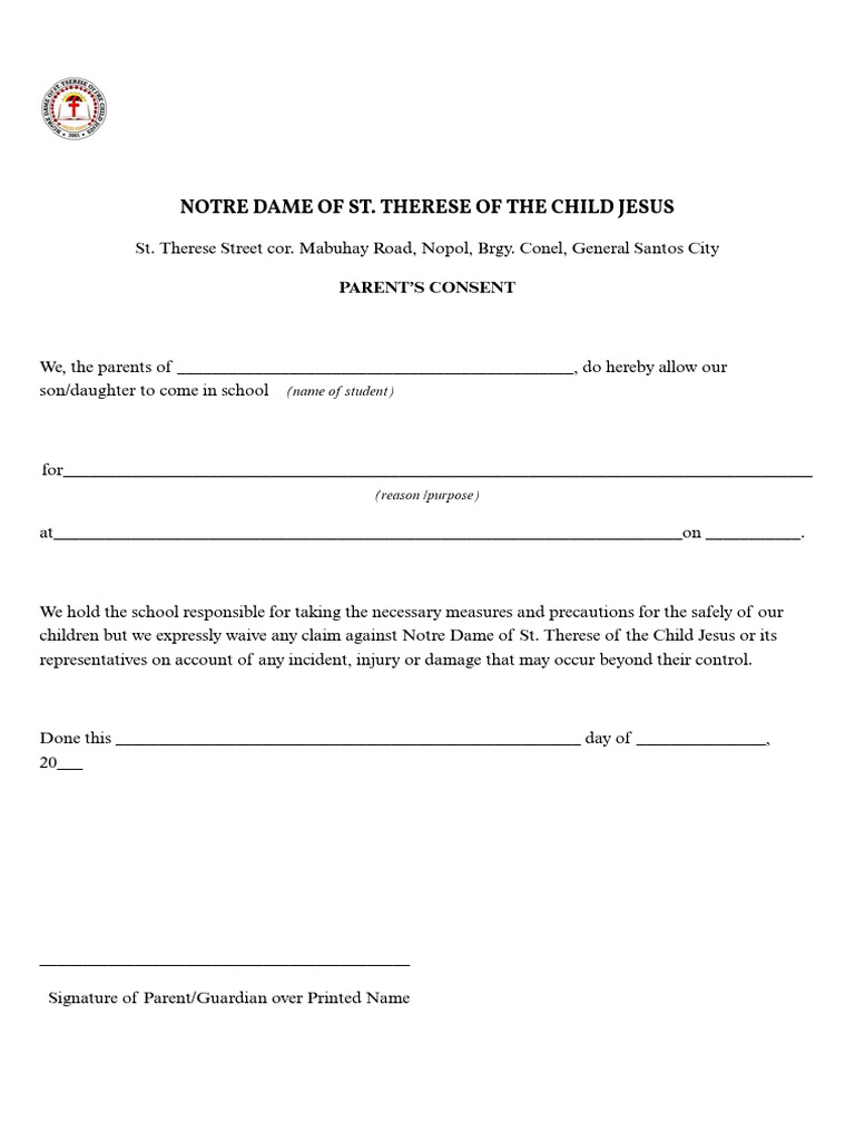 Parent Consent Form for Picnic | PDF