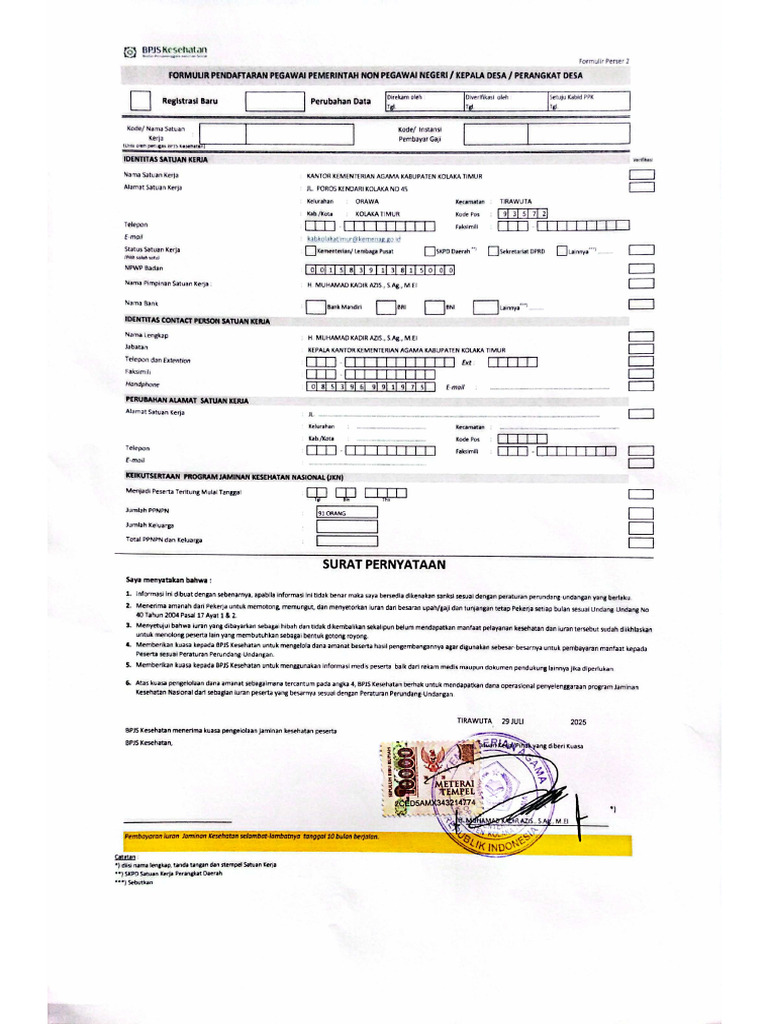 Formulir BPJS | PDF
