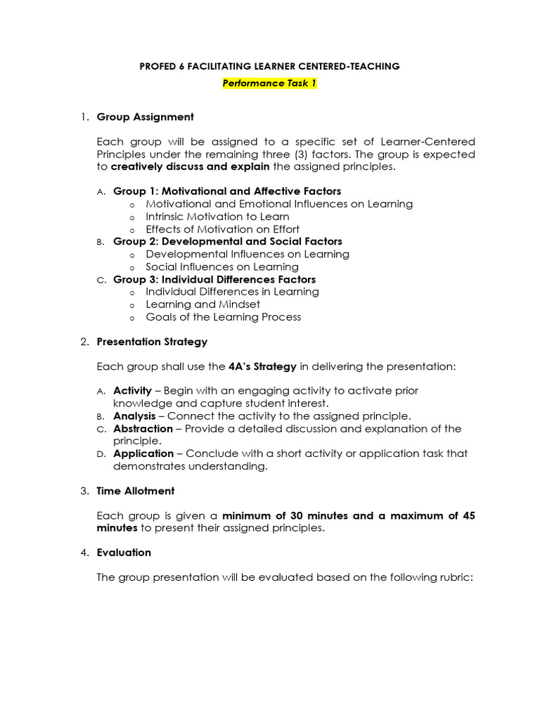 PT1 Profed 6 Facilitating Learner Centered Teaching | PDF | Motivational | Motivation