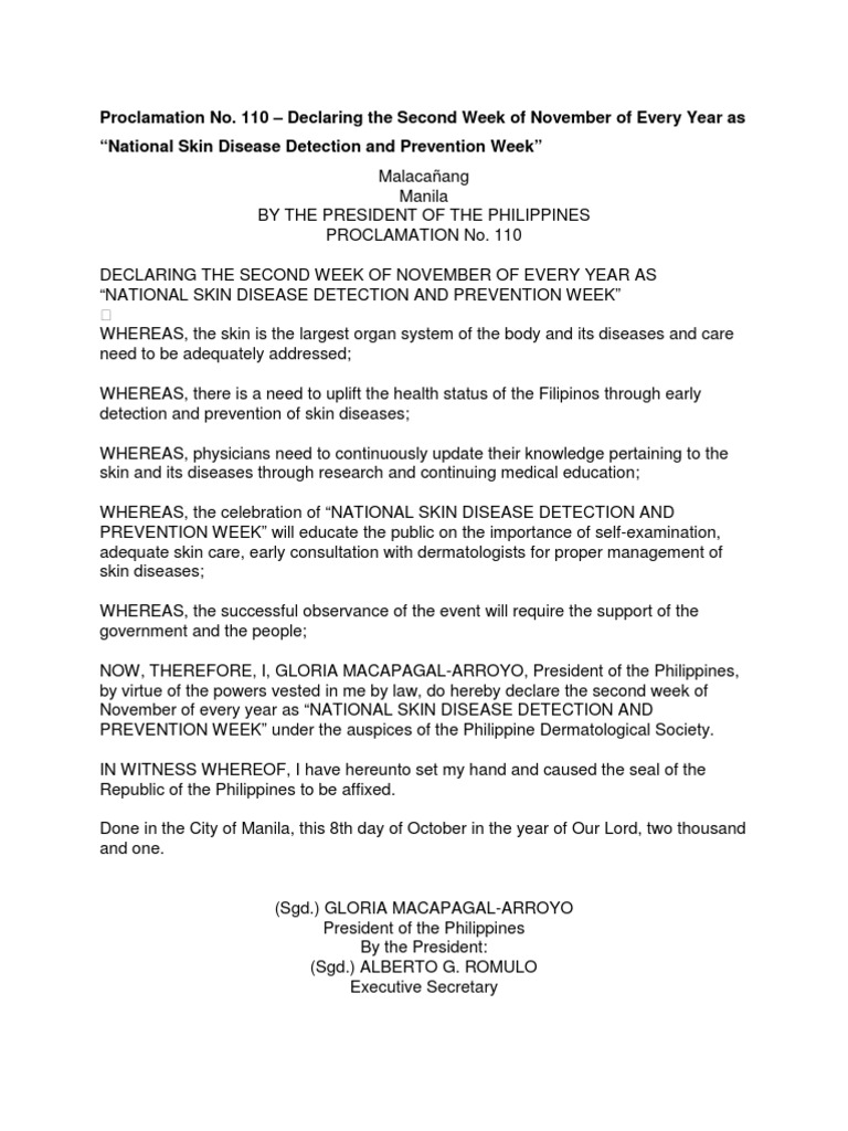 Proclamation No. 110, 2001 | PDF