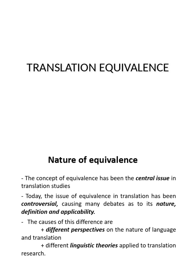 Lecture 5 - TRANSLATION EQUIVALENCE-1 | PDF | Translations | Word