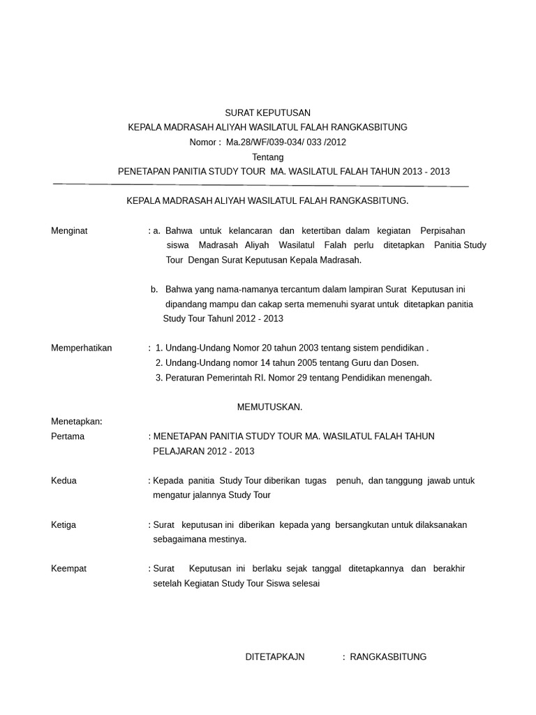SK Panitia Study Tour | PDF