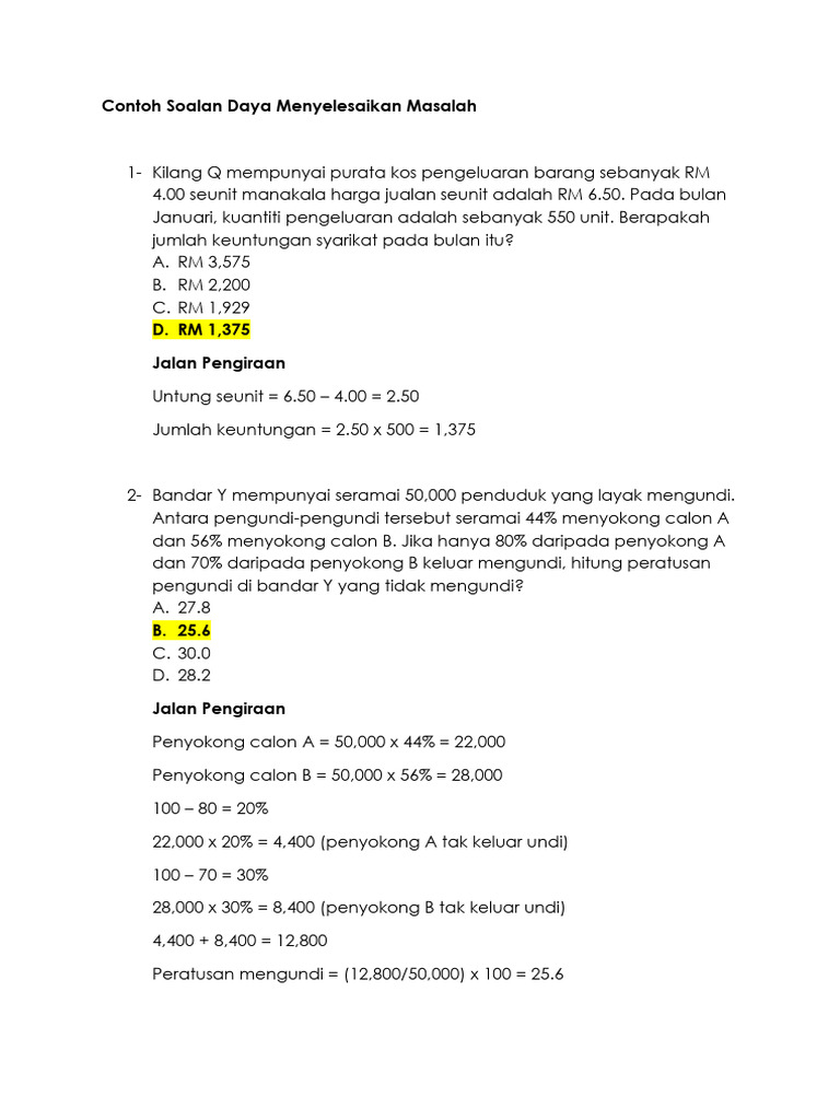 Koleksi Soalan Exam SPA | PDF
