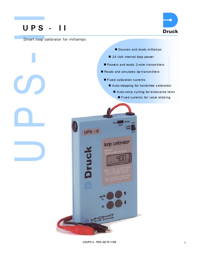Druck UPS-II Loop Calibrator | PDF | Battery (Electricity) | Calibration