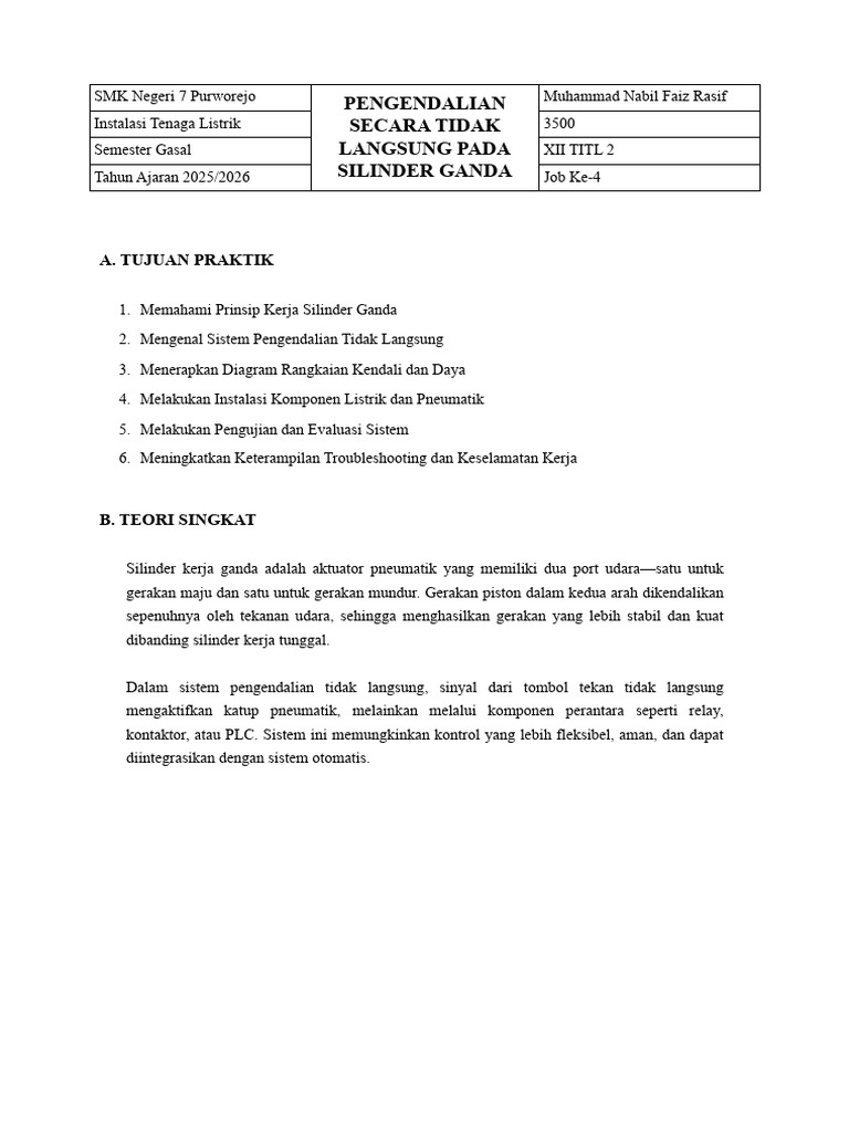 Pengendalian Silinder Ganda Pneumatik | PDF