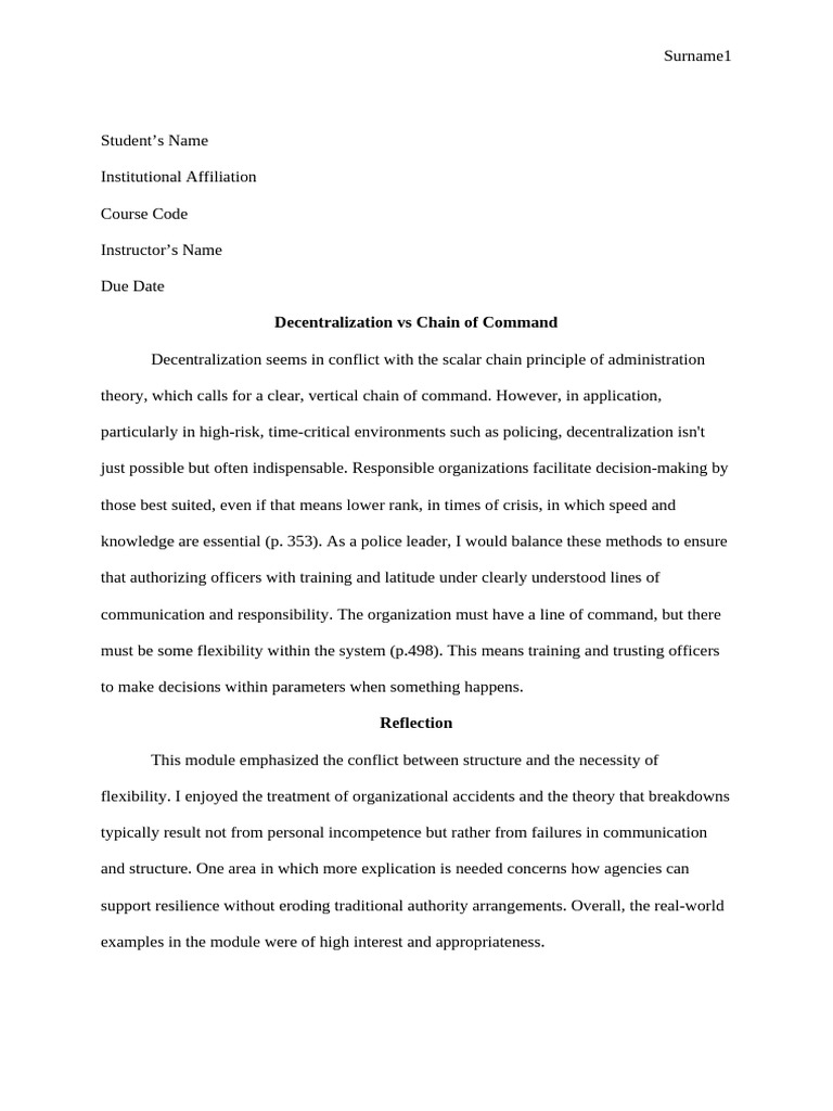 Decentralization Vs Chain of Command | PDF