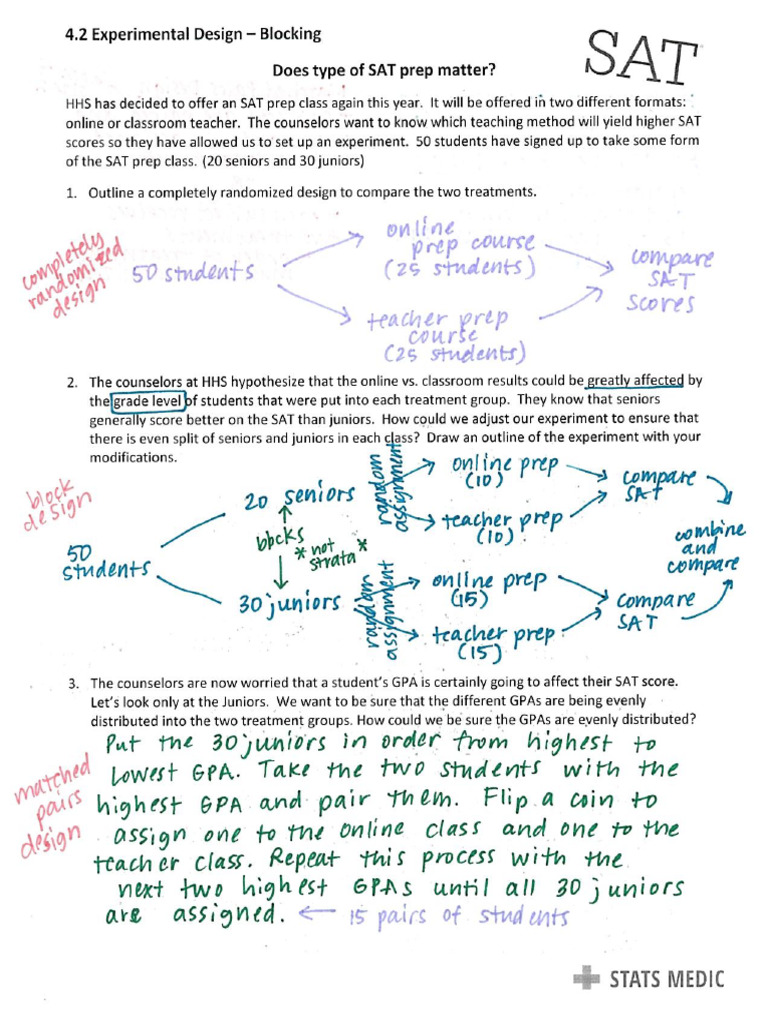 Notes - 4.2 Experimental Design DAY 2 (SM) KEY | PDF