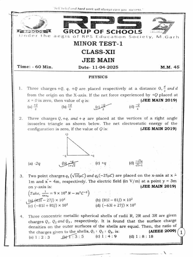 Jee Main - Minor Test | PDF
