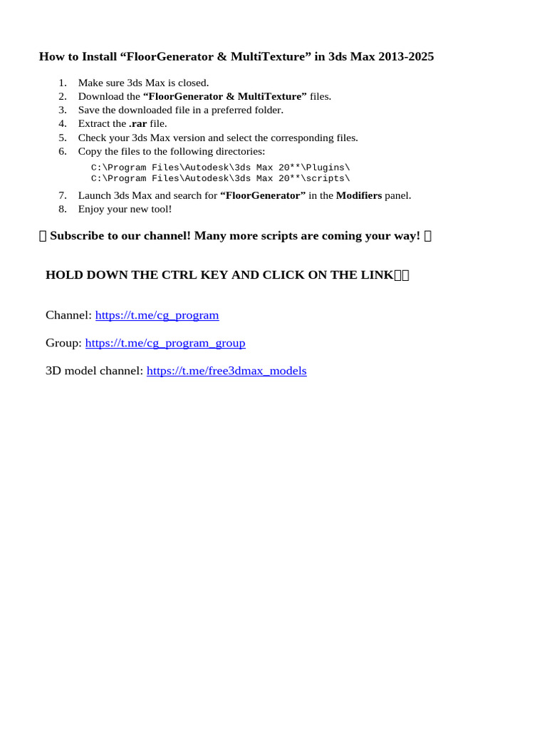 How To Install "FloorGenerator & MultiTexture" in 3ds Max 2013 2025 | PDF