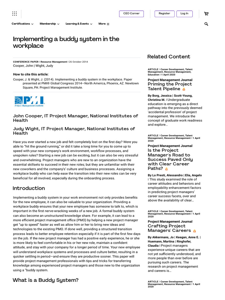 Implementing a Workplace Buddy System | PDF | Mentorship | Business