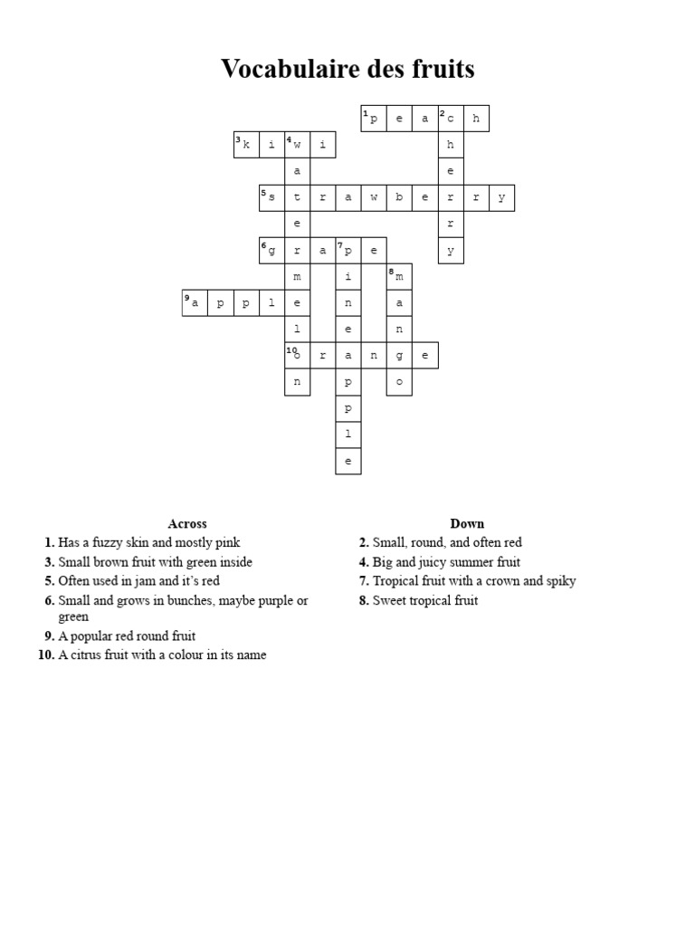 Vocabulaire Des Fruits | PDF