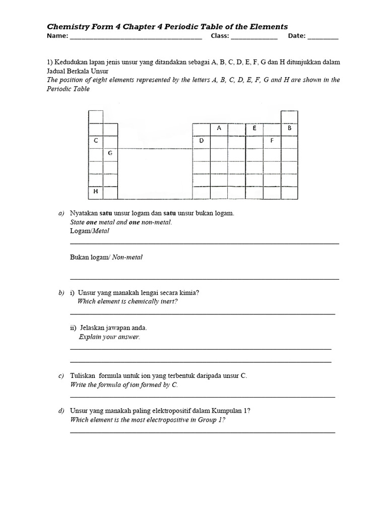 Periodic Table Question | PDF