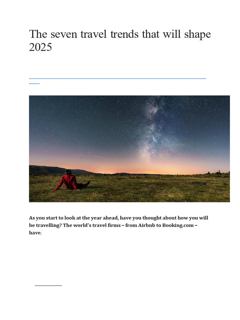 The Seven Travel Trends That Will Shape 2025 | PDF